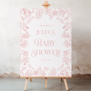 Pink Toile Baby Shower Invitation Bundle, Vintage Floral French Toile ...