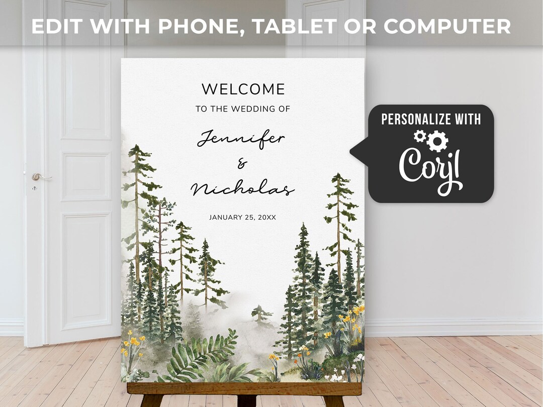 Forest Wedding Welcome Sign Boho Mountain Wedding Decor - Etsy