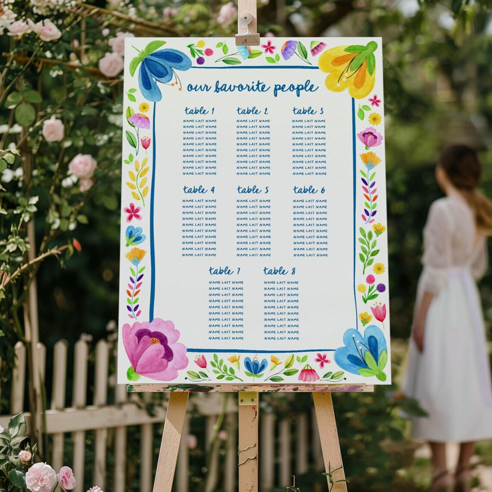 Fiesta Place Cards: Hand-drawn Floral Bridal/baby Shower Name Cards ...