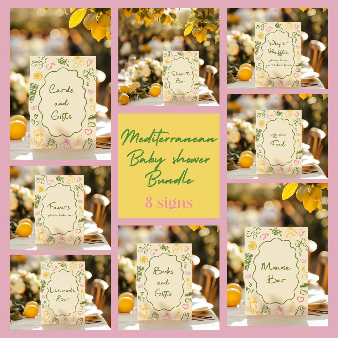 Italian Baby Shower Signs Lemon Baby Shower Decor Mediterranean Citrus ...