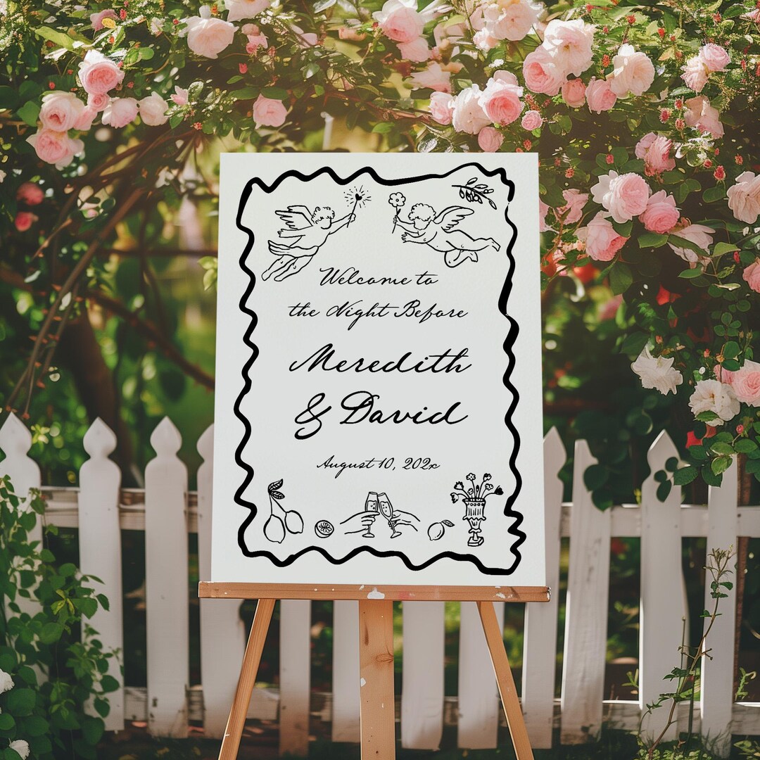 Hand Drawn Rehearsal Dinner Welcome Sign the Night Before Wedding Sign ...