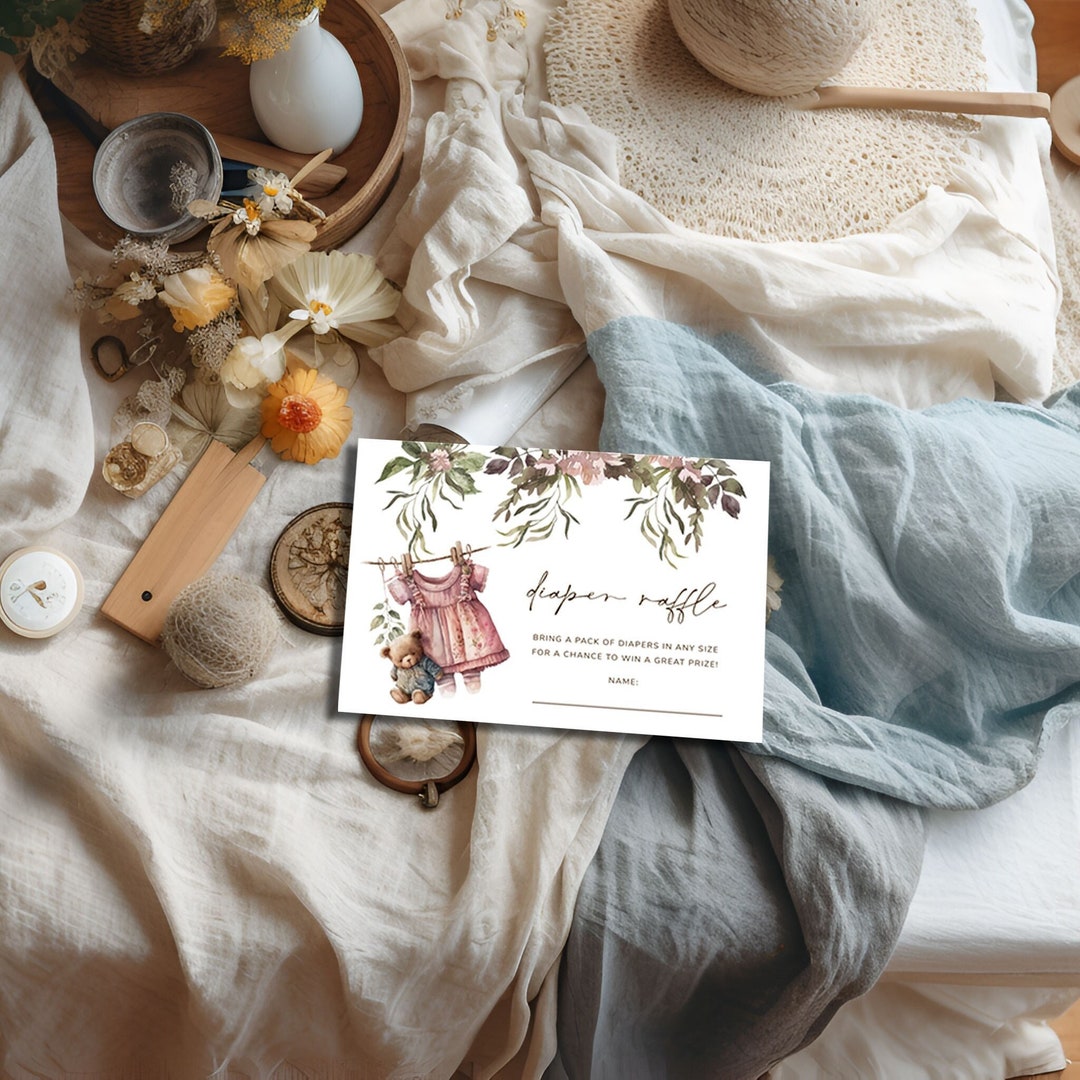 Girl Baby Shower Diaper Raffle Ticket Pink Baby Clothes Baby Shower ...