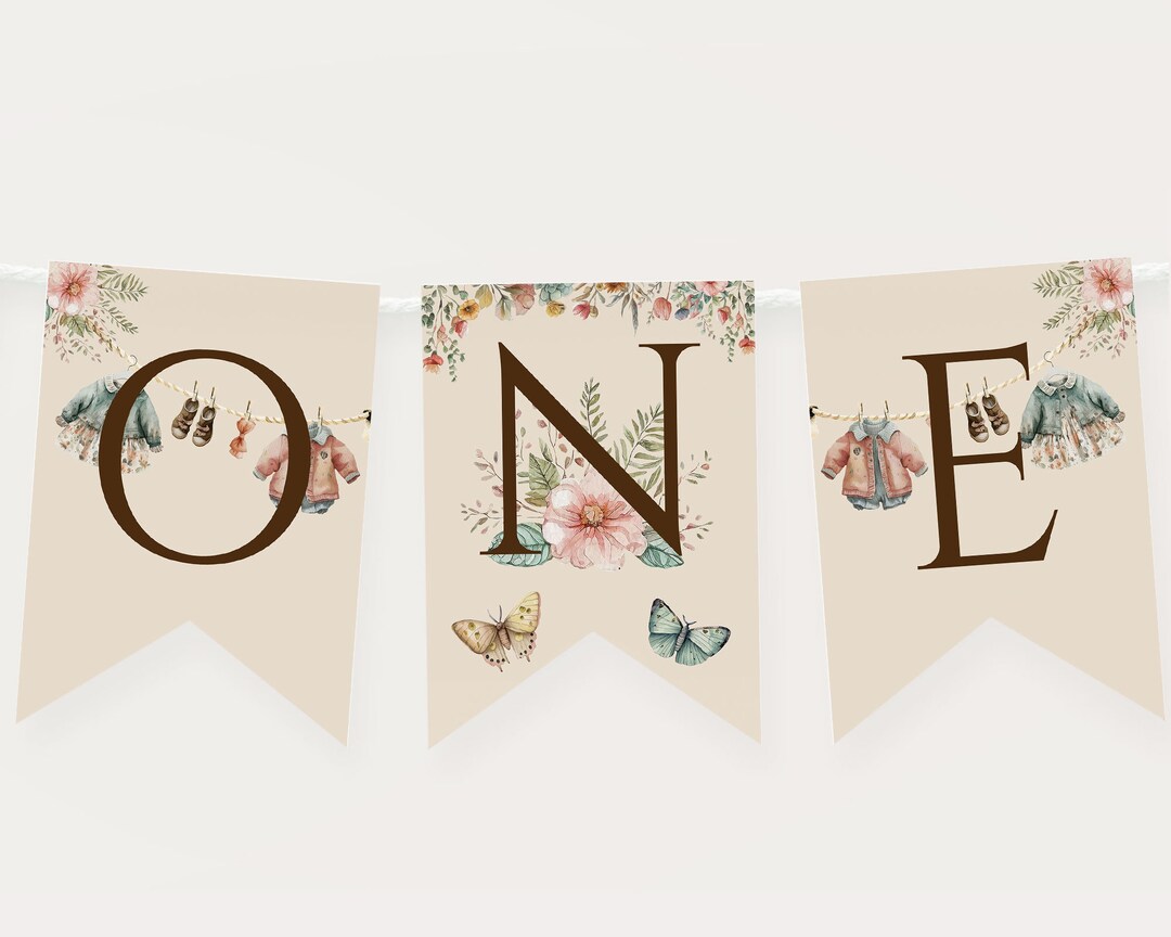 Printable High Chair Banner Girl 1st Birthday Banner Template First ...