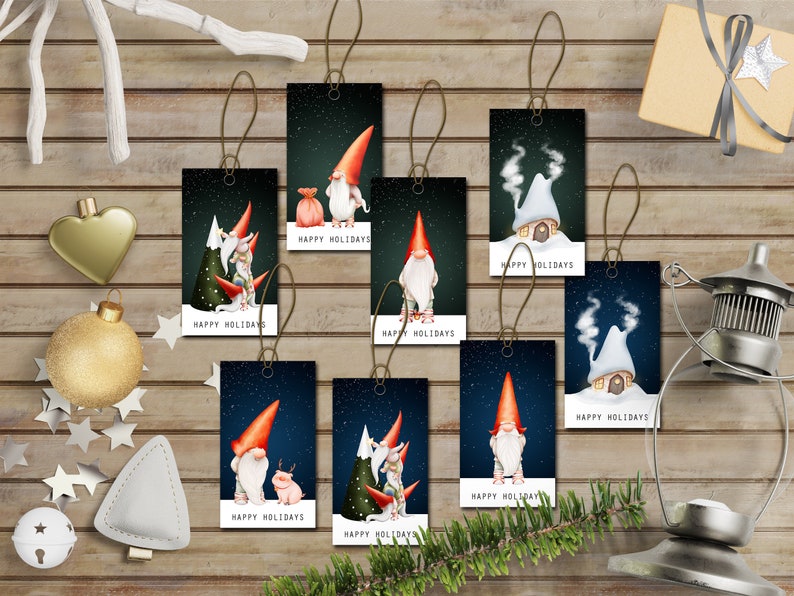 Gnome Christmas Tags Printable Holiday Gift Tags Digital - Etsy