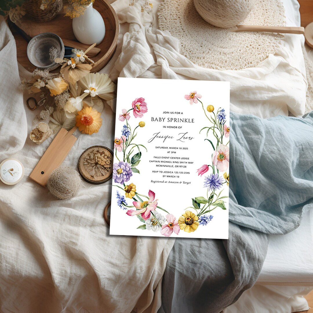 Wildflower Baby Sprinkle Invitation Girl Baby Sprinkle Invite, Baby in ...