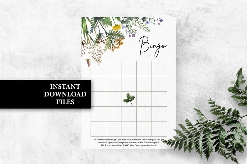Wildflower Bingo Bridal Shower Game Herbs Floral Bridal Bingo | Etsy