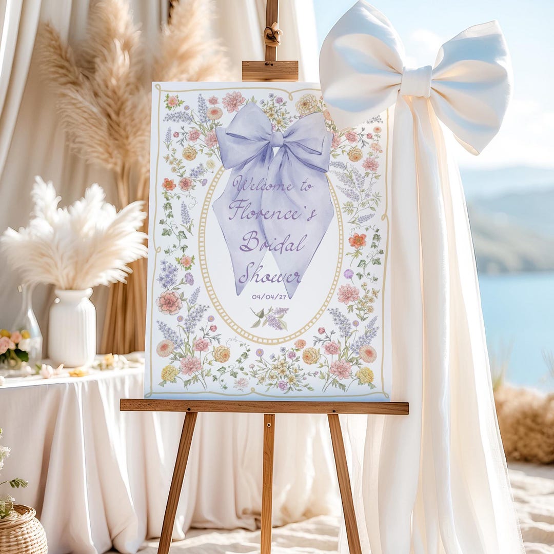 Bow Welcome Sign Bridal Shower Sign Love in Bloom She's Tying the Knot ...
