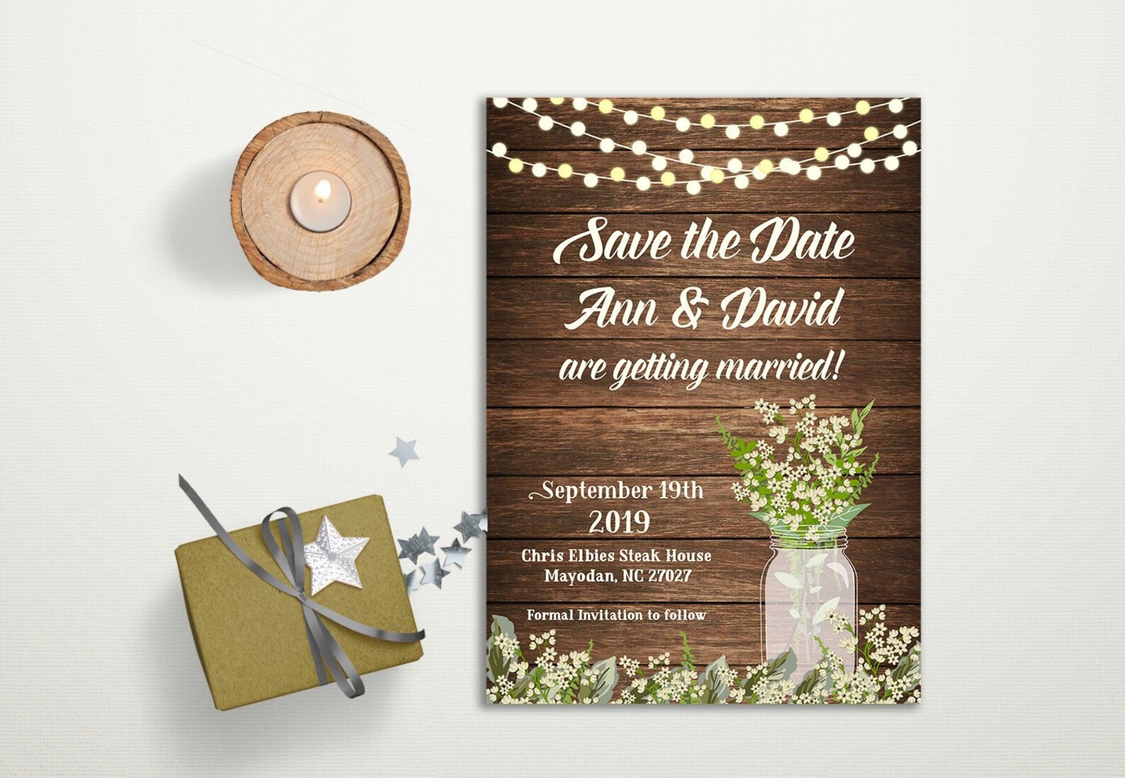 Rustic Save the Date Card Printable Rustic Wedding Save the - Etsy