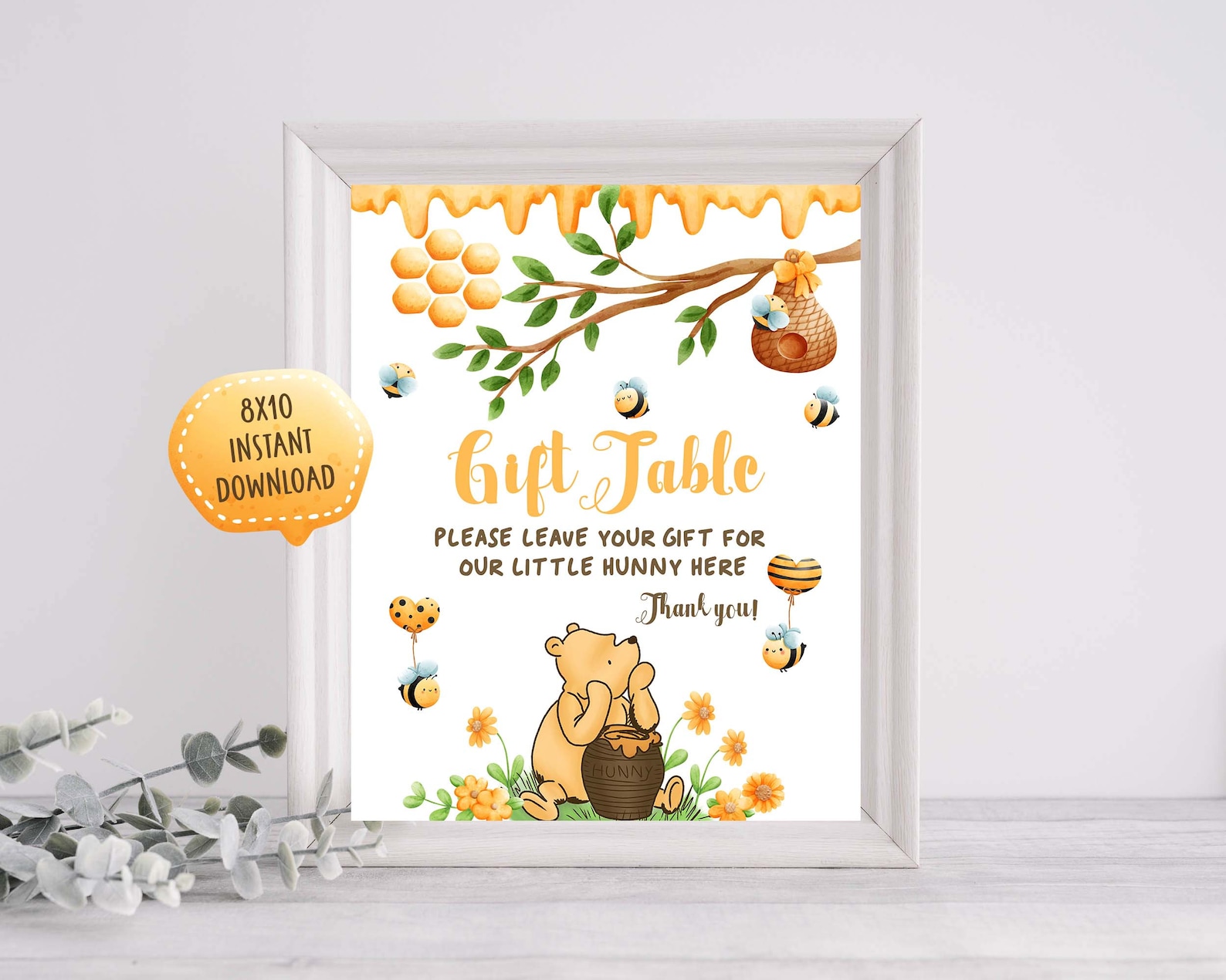 Cards and Gifts Sign Classic Winnie the Pooh Baby Shower Sign - Etsy