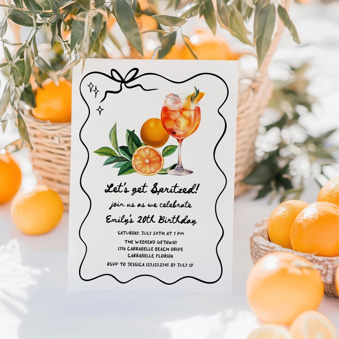 Aperol Spritz Birthday Invitation Cocktail Party Invite La Dolce Vita ...