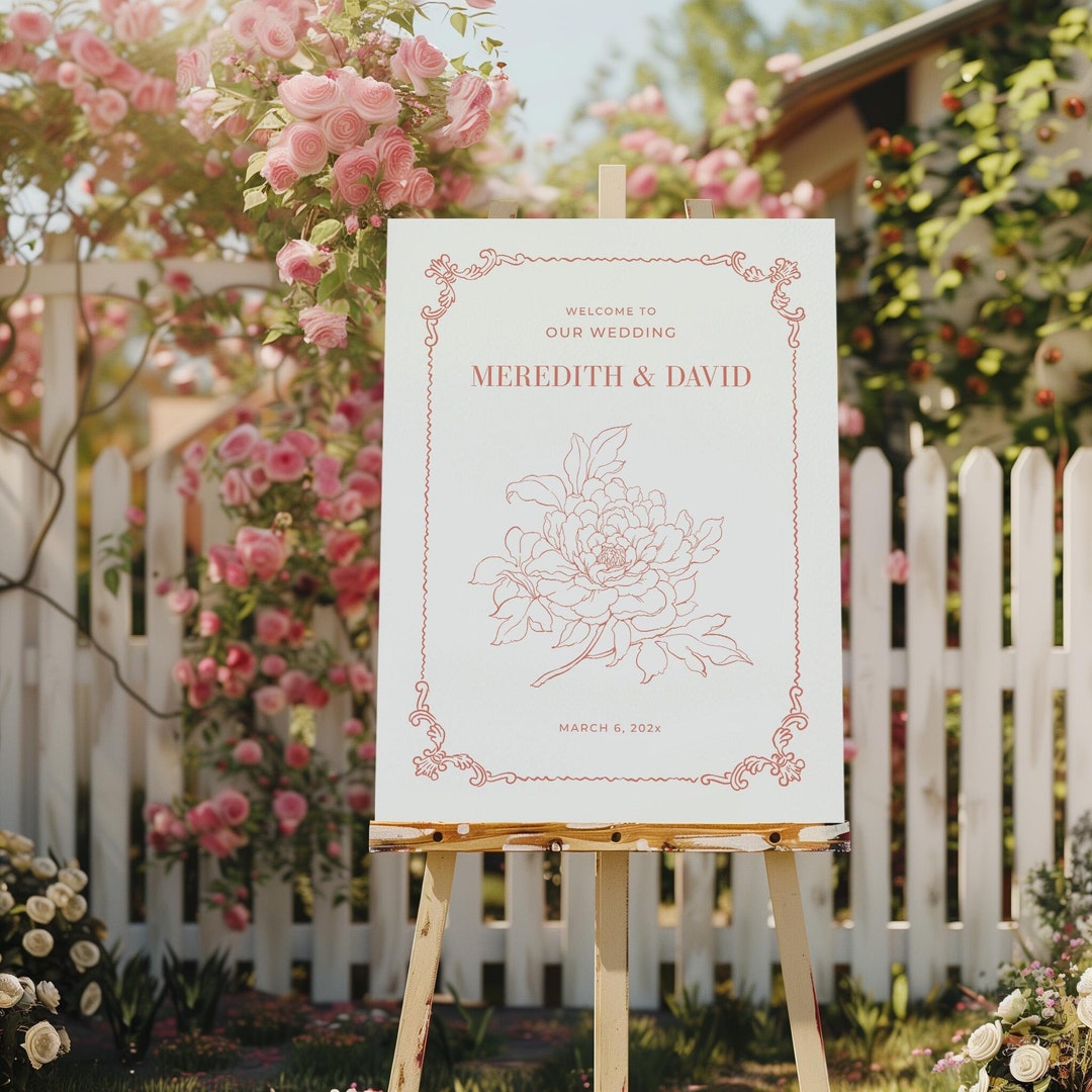 Floral Wedding Welcome Sign Garden Party Decor, Garden Wedding Sign ...