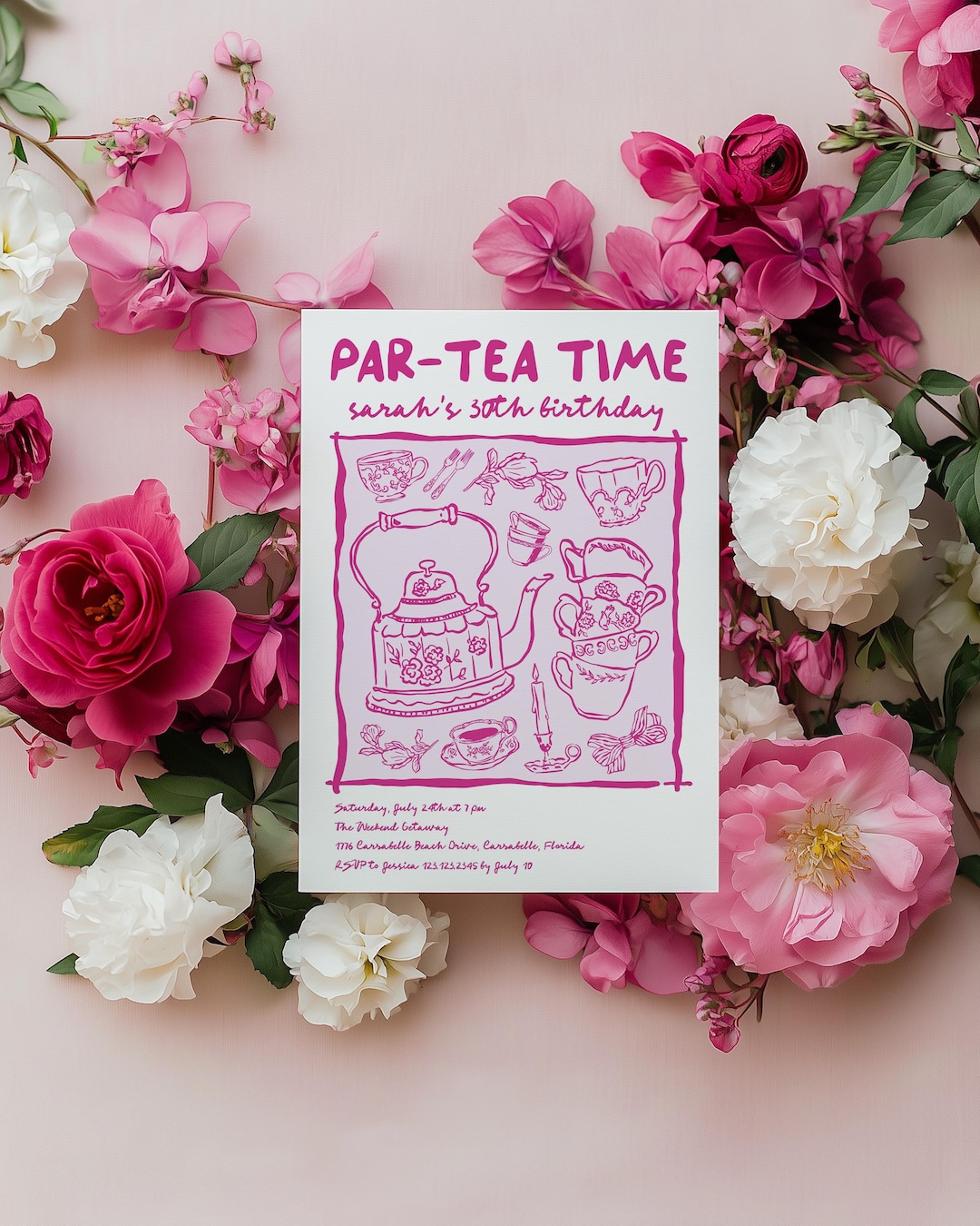 Birthday Tea Party Invitation Women Birthday High Tea Invite, Hand ...