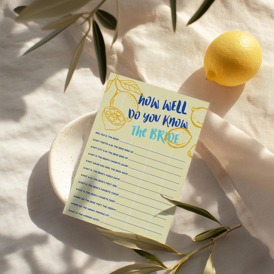How Well Do You Know the Bride Lemon Bridal Shower Game Ciao Miss ...