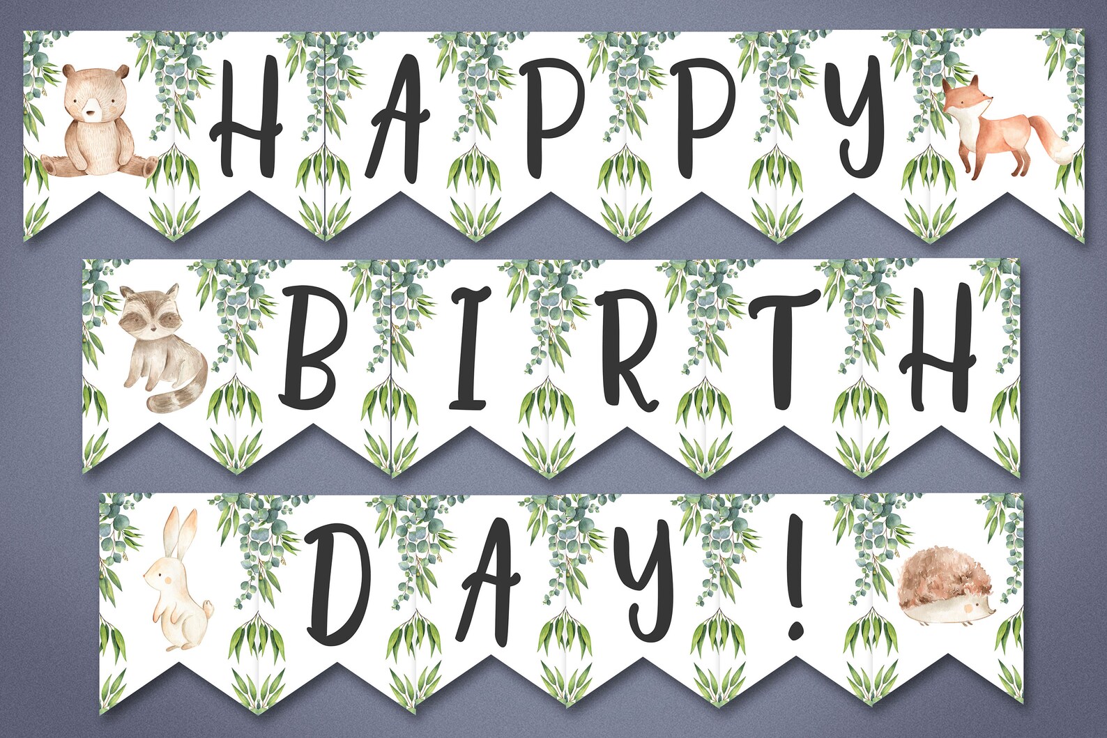Woodland Banner: Happy Birthday Printable Banner Woodland | Etsy