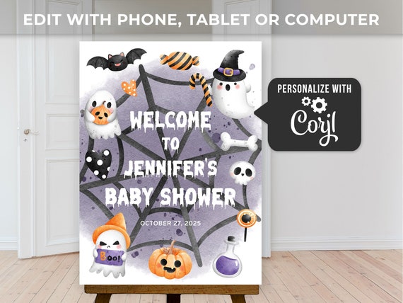 Boo Welcome Sign Halloween Baby Shower Decoration Neutral Boy - Etsy
