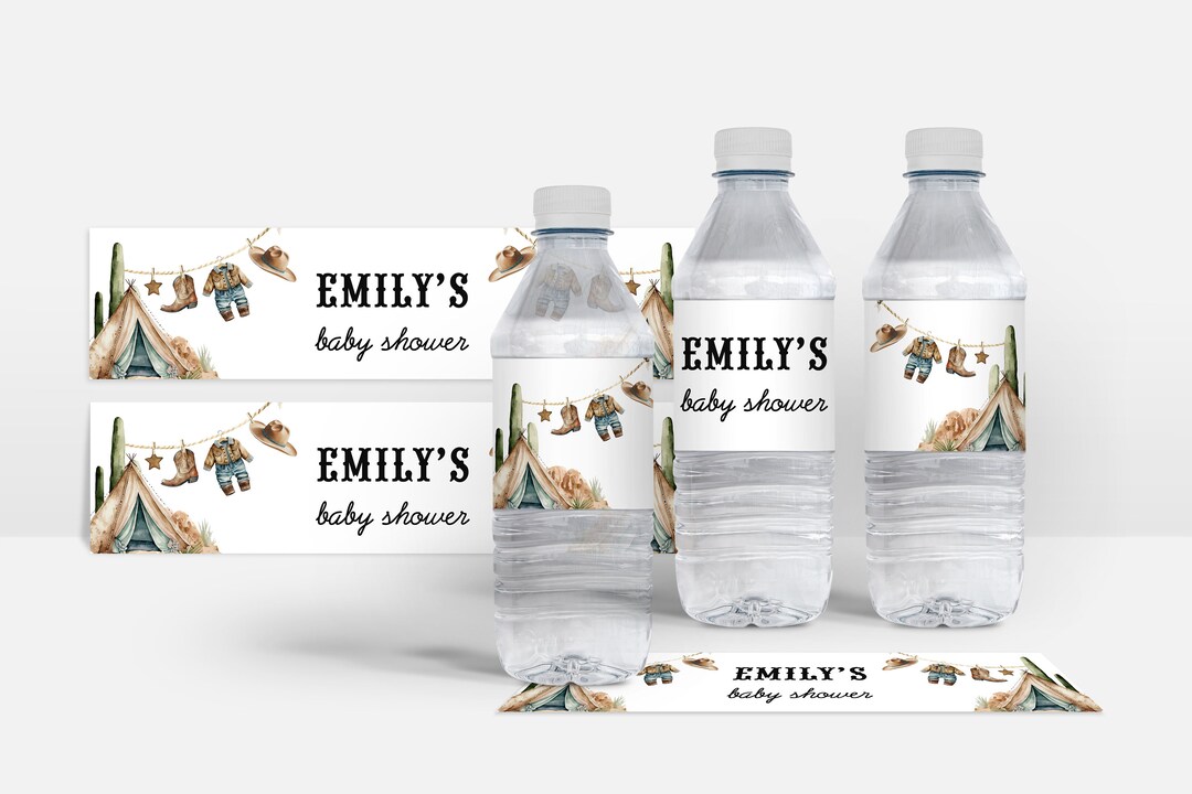 Cowboy Water Bottle Labels Template Western Baby Shower Decor 1st 2nd ...