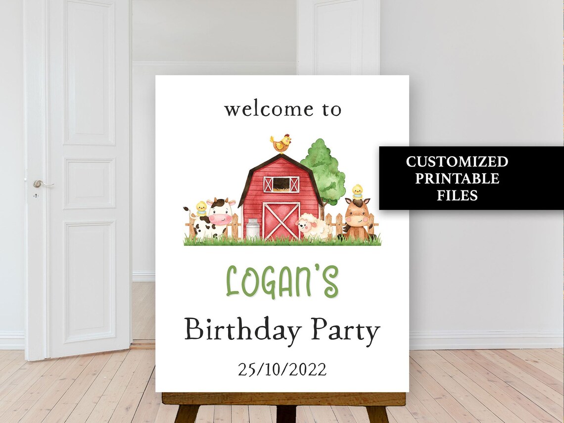 Farm Birthday Welcome Sign PRINTABLE Barnyard Farm Welcome | Etsy
