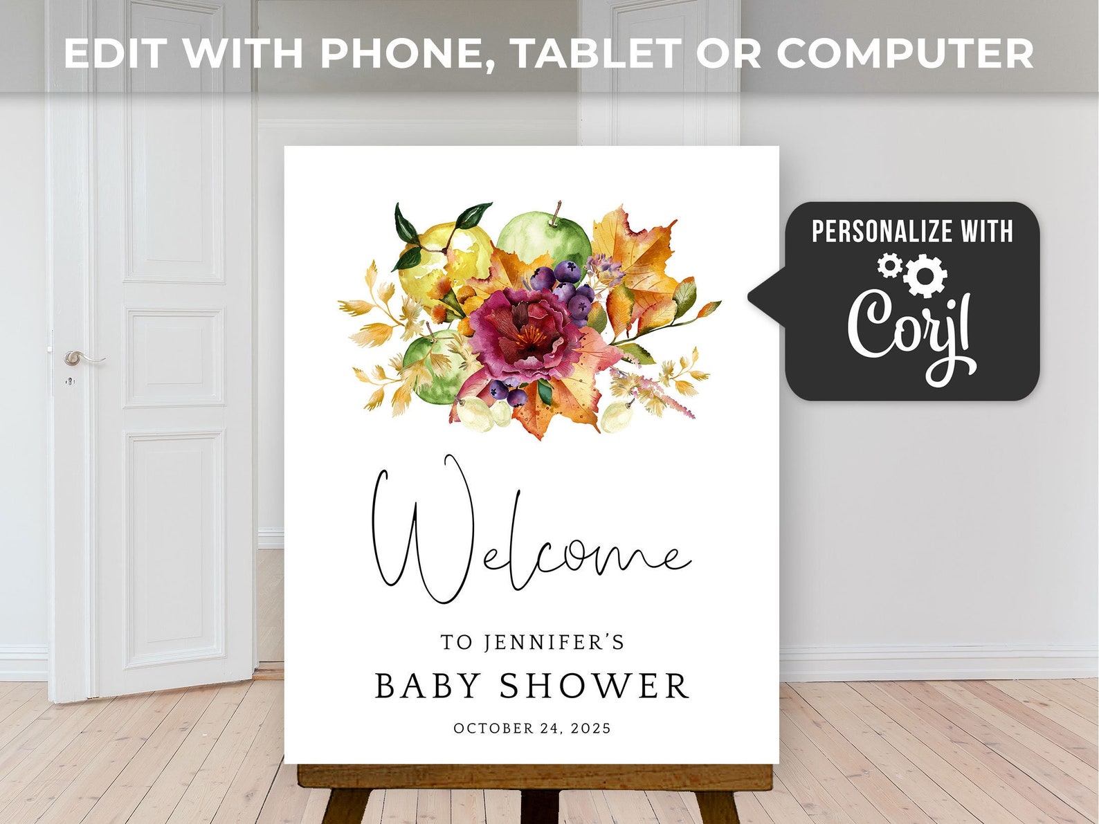Apple Welcome Sign Baby Shower Sign Apple of Our Eye Autumn - Etsy