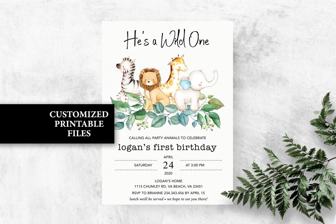 Wild One Birthday Invitation Boy First Birthday Invite | Etsy