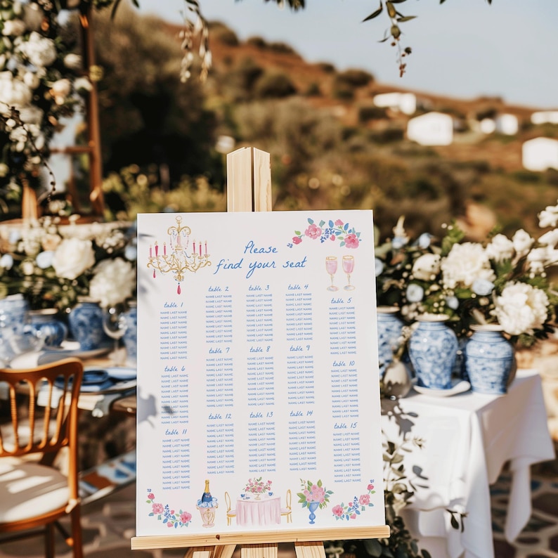 Hand-drawn Watercolor Menu Template, Editable Garden Wedding, Spring ...