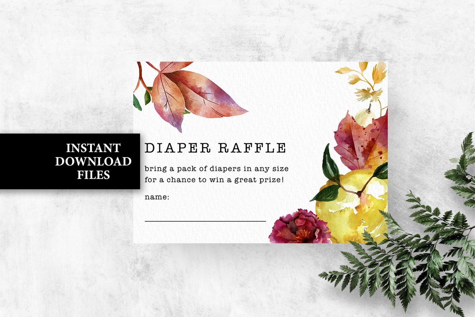 Apple Diaper Raffle Card Fall Baby Shower Game Printable - Etsy