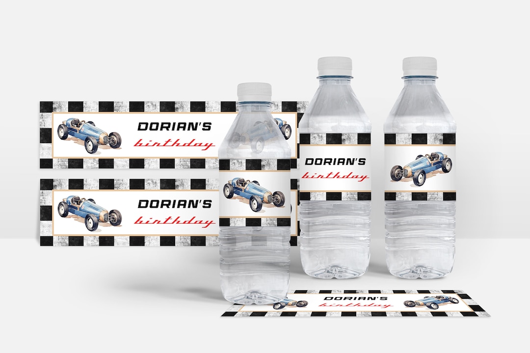 Race Car Birthday Water Bottle Labels Boy Racing Car Baby Shower Decor ...