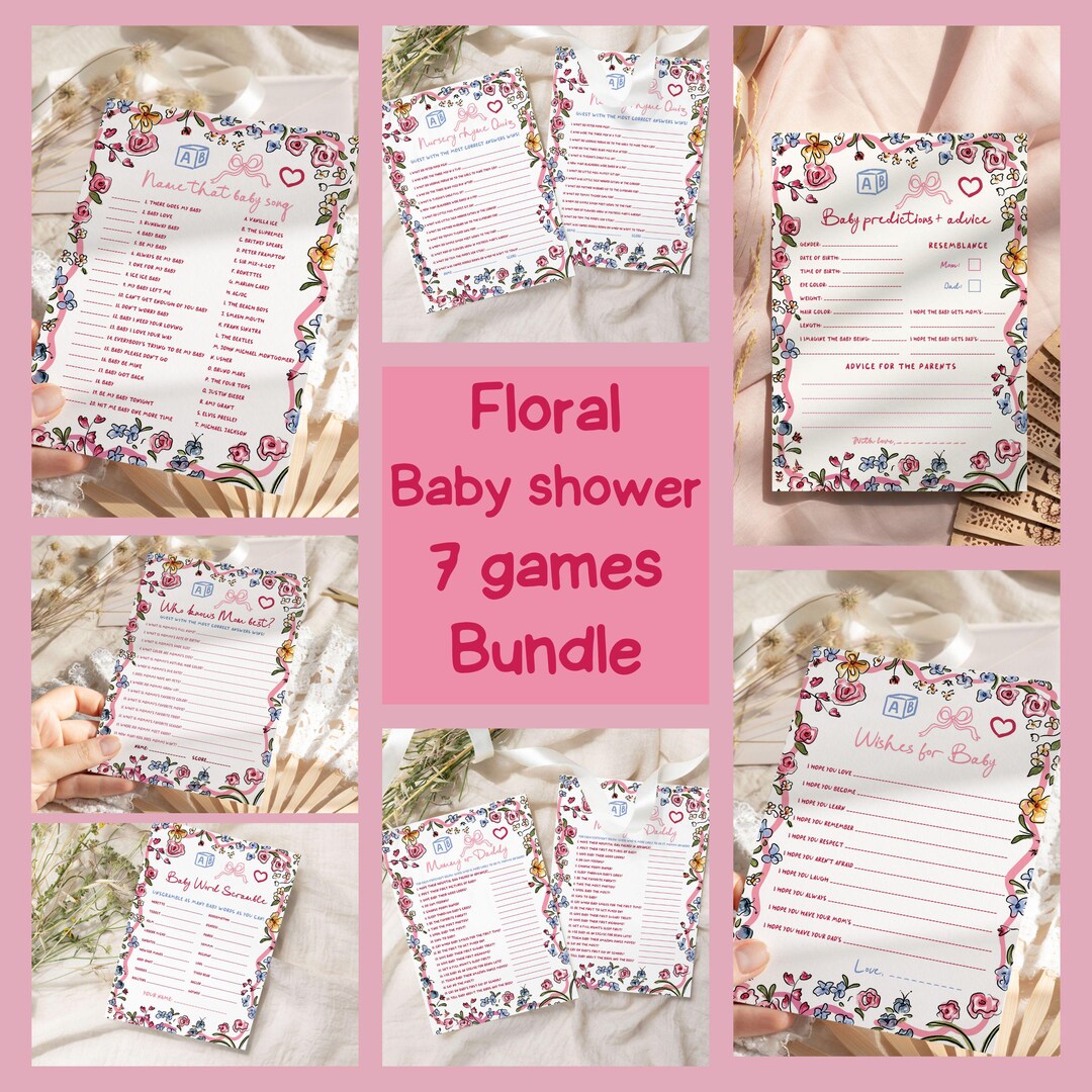 Floral Baby Shower Games Bundle, Wildflower Design (digital Download ...