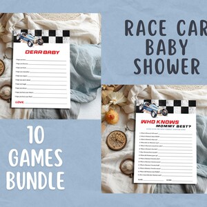 Baby Word Scramble Race Car Baby Shower Game Printable Blue Vintage ...