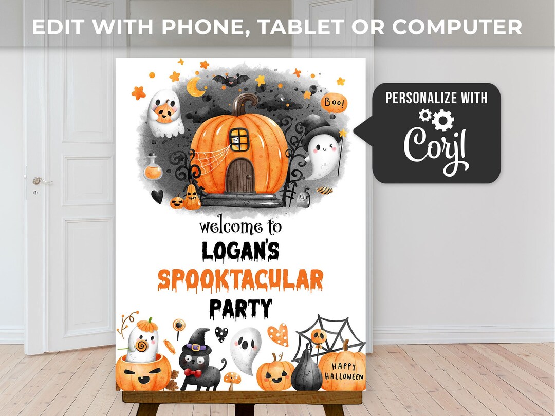 Spooky Birthday Welcome Sign Halloween Birthday Decoration Girl Boy ...