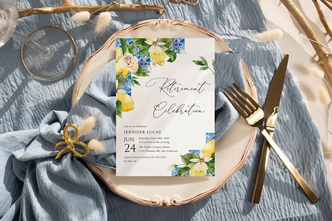 Lemon Retirement Invitation Citrus Retirement Party Invitation Template ...