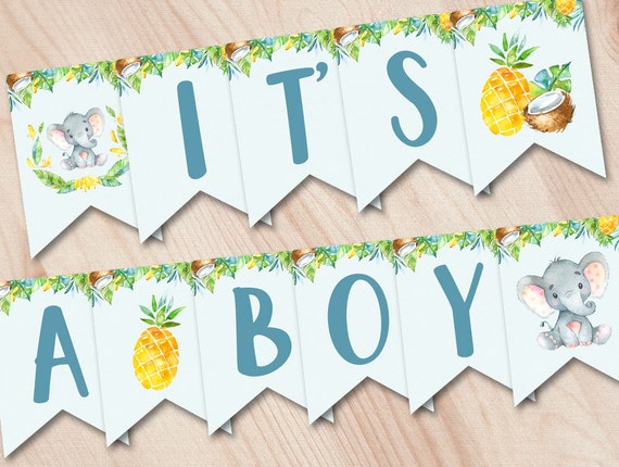 Baby Shower Banner It's a BOY Printable Elephant Baby | Etsy