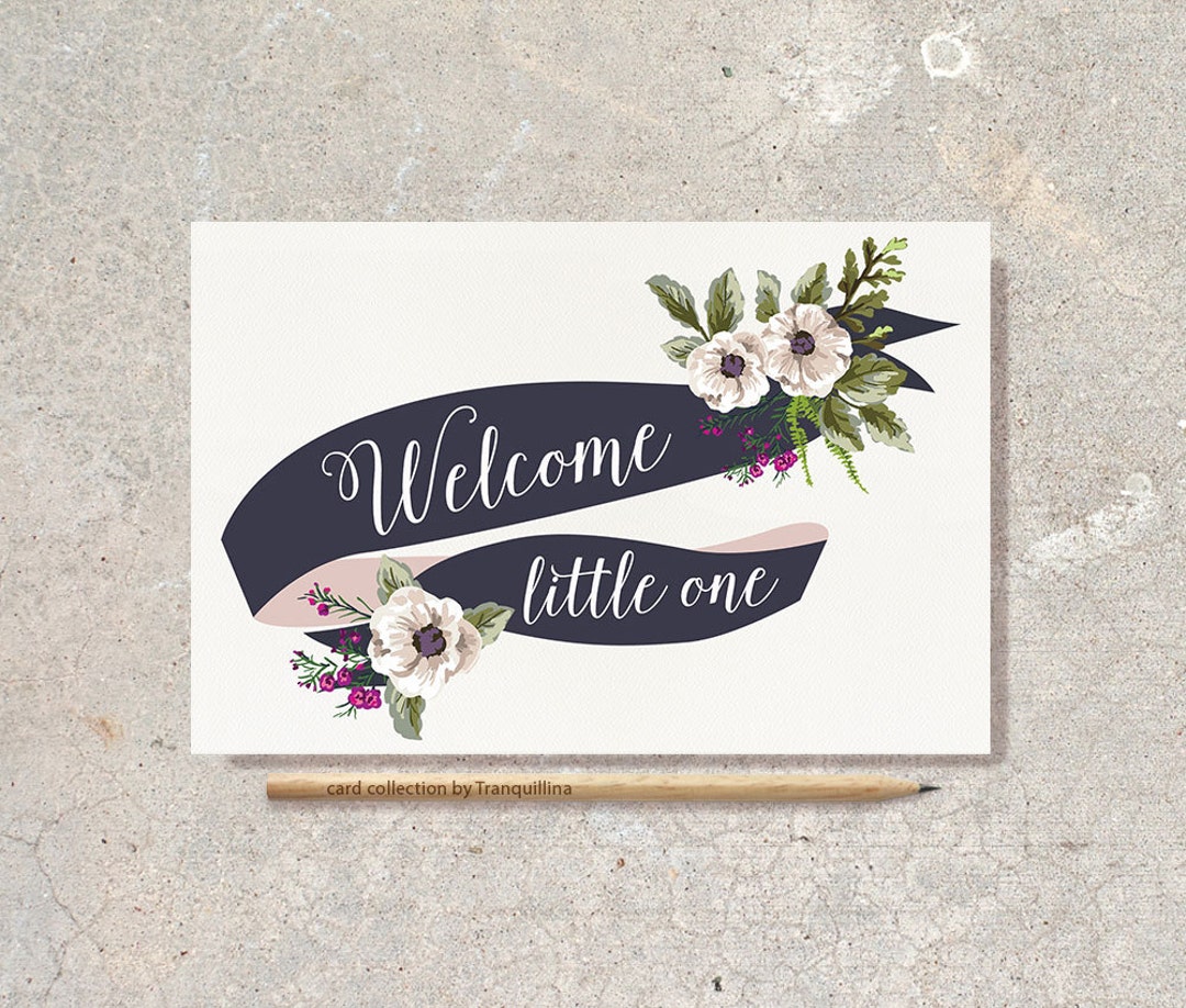 Welcome Little One Card Printable Welcome Baby Card New Baby - Etsy