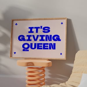 Queen Poster Its Giving Wall Art Tiktok Sayings Printable Self Love ...