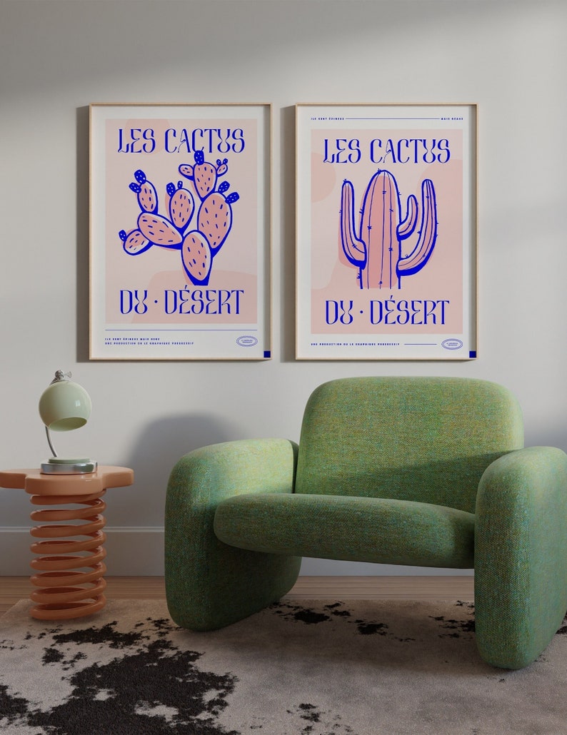Colorful Cactus Illustrations: Printable Poster Set for Nursery or Dorm ...