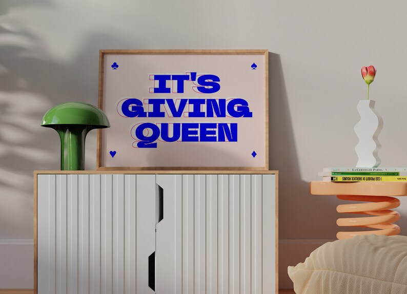 Queen Poster Its Giving Wall Art Tiktok Sayings Printable Self Love ...