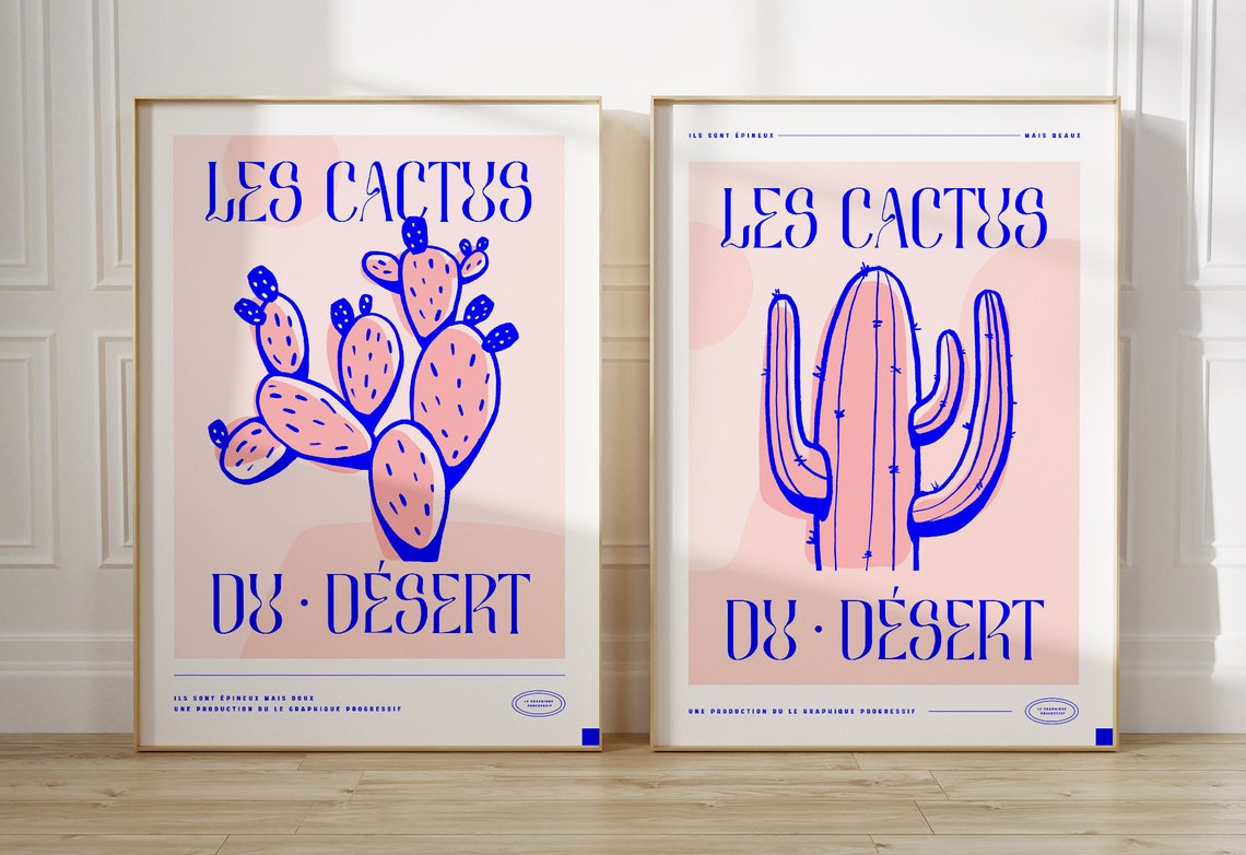 Colorful Cactus Illustrations: Printable Poster Set for Nursery or Dorm ...