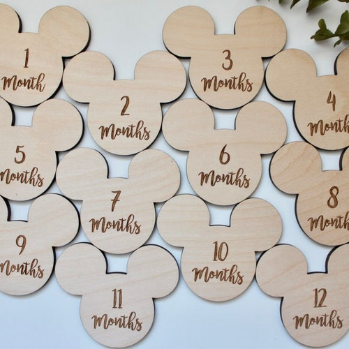 Minnie Mouse Birth Milestone Disc Disney Wooden Milestone - Etsy