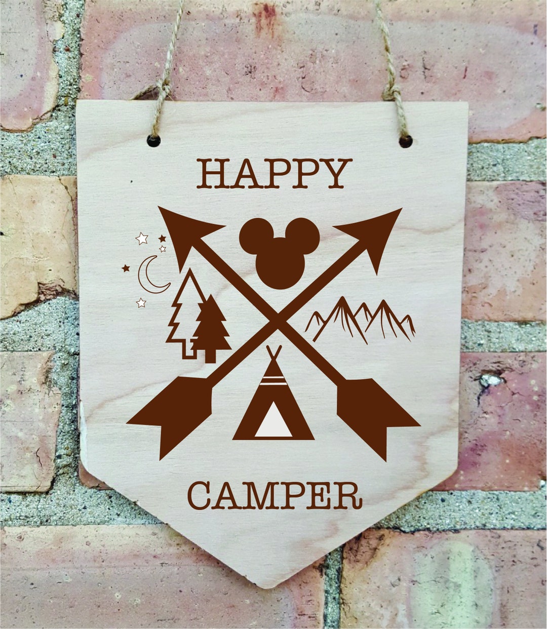 Happy Camper Disney Inspired Laser Wood Sign, Home Decor, Camper Wood ...