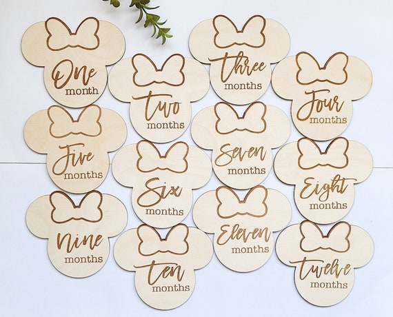 Minnie Mouse Birth Milestone Disc Disney Wooden Milestone - Etsy