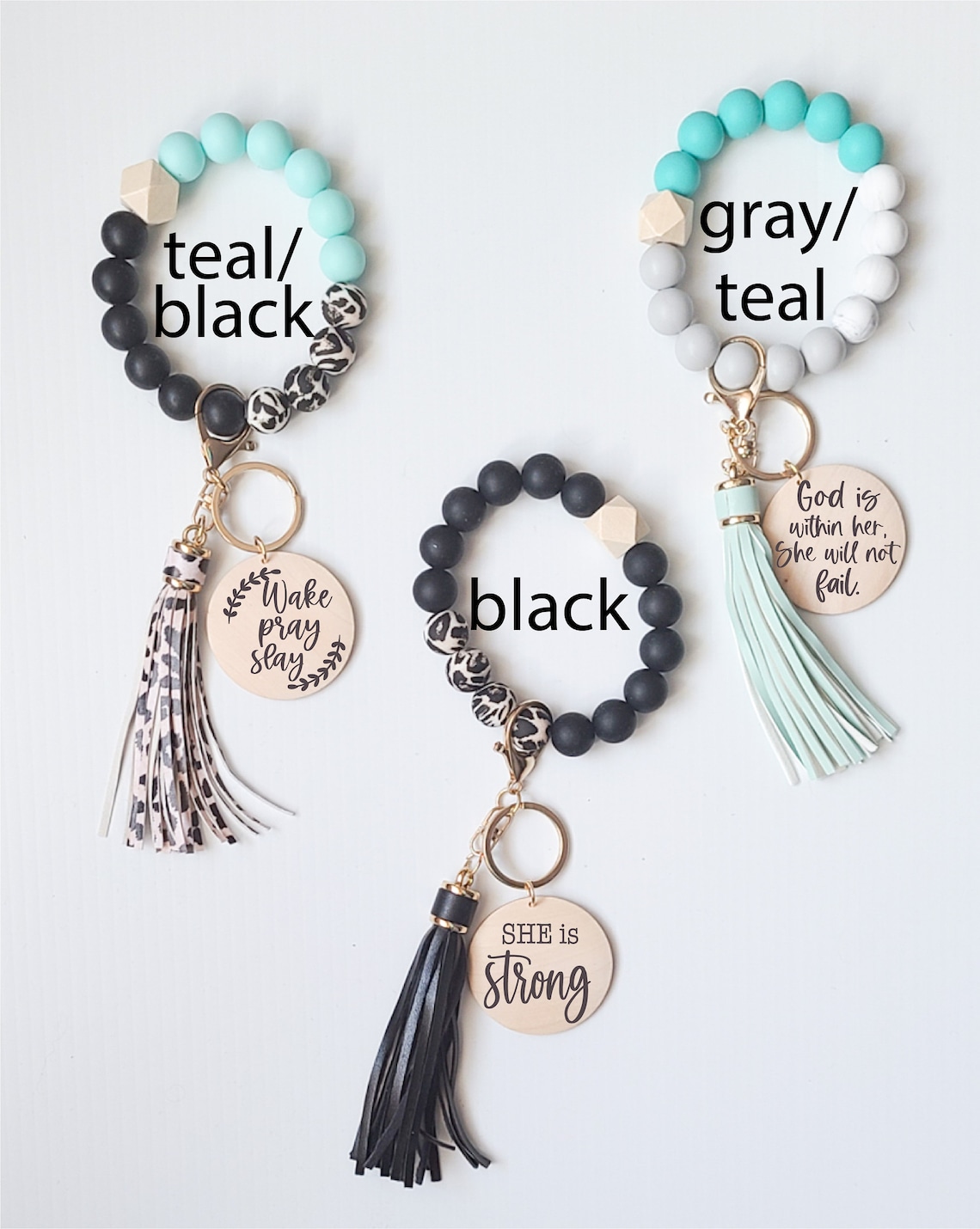 Personalized Silicone Bead Wristlet Keychain Custom Faith - Etsy