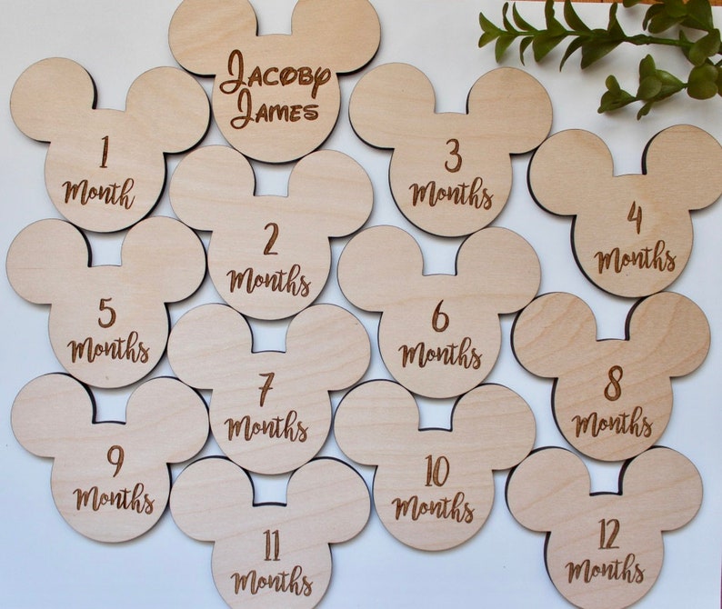 Disney Mickey Mouse Birth Milestone Disc Disney Wooden | Etsy