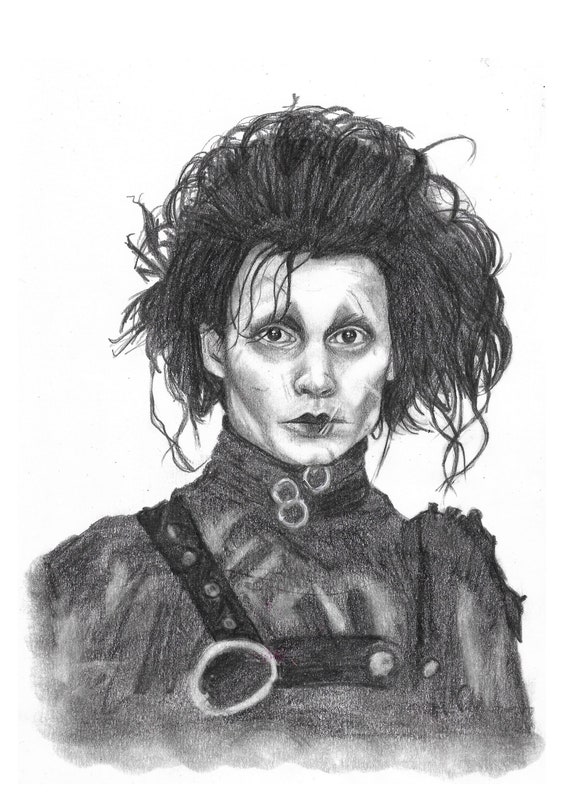 Edward Scissorhands Hands Pencil Drawing Print Etsy