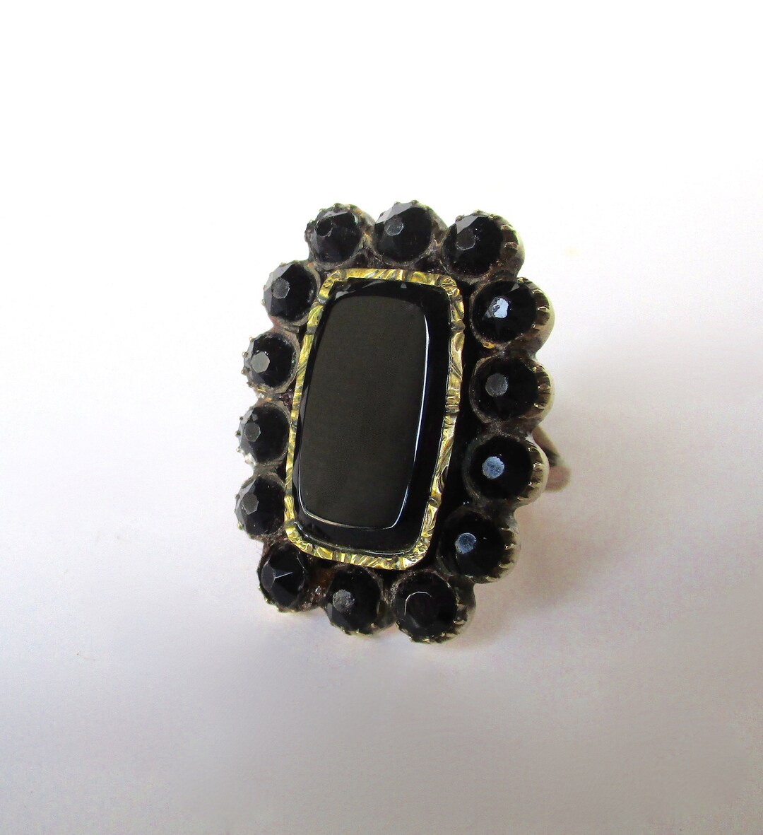 Antique Georgian Large Melanite black Garnet & Pinchbeck Ring - Etsy