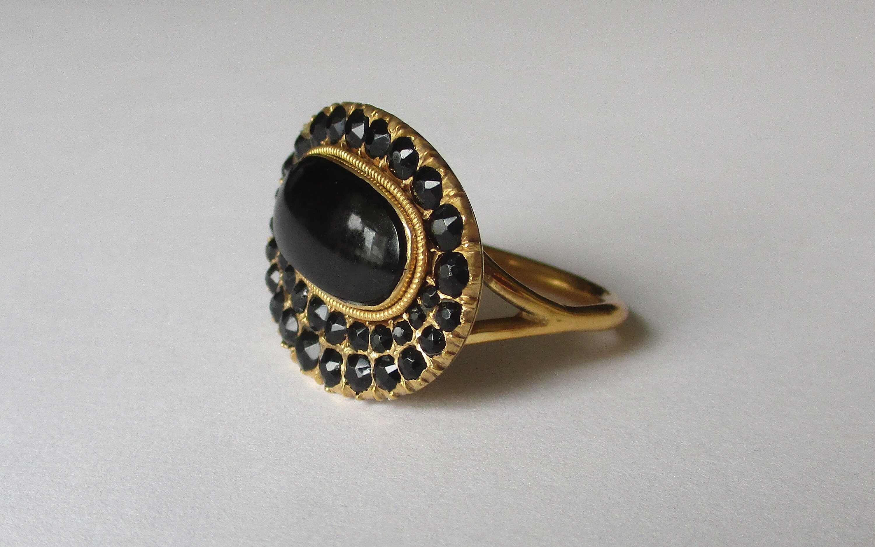 Antique Georgian Mourning Ring With Black Melanite Garnet Stones - Etsy