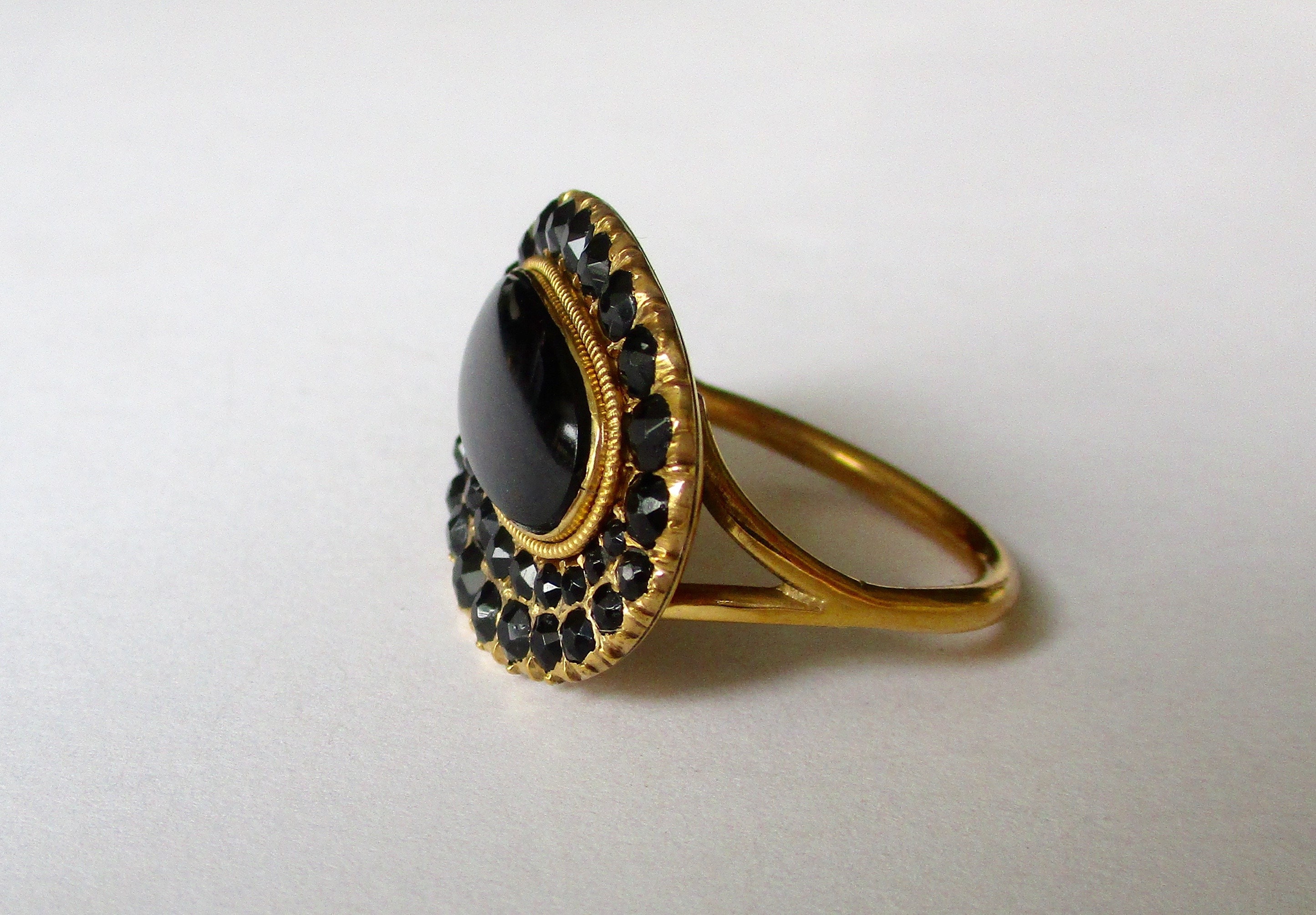 Antique Georgian Mourning Ring With Black Melanite Garnet - Etsy