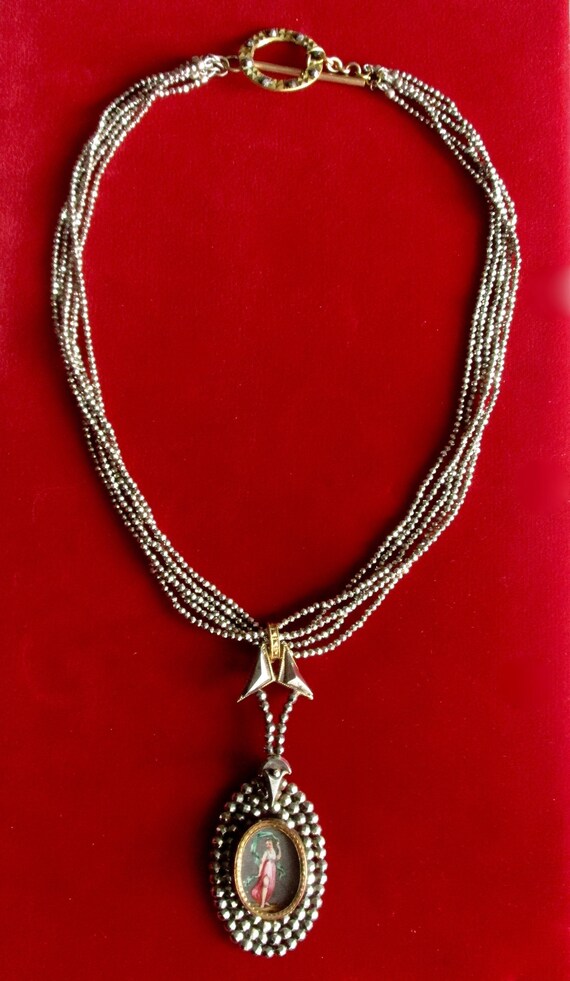 Antique Georgian Cut Steel Necklace With Hand-Painted… - Gem