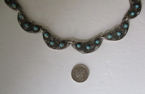 Vintage Middle Eastern Sterling Silver & Turquoise G… - Gem