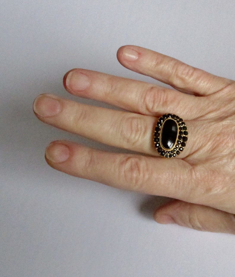 Antique Georgian Mourning Ring With Black Melanite Garnet - Etsy