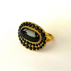 Antique Georgian Mourning Ring With Black Melanite Garnet Stones - Etsy