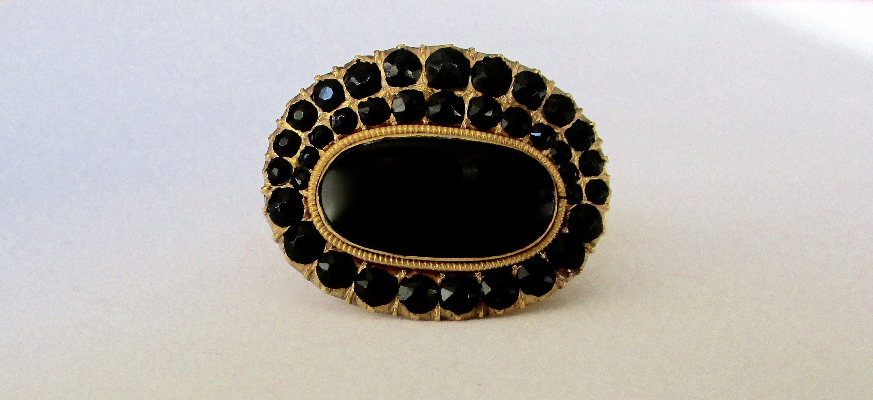 Antique Georgian Mourning Ring With Black Melanite Garnet Stones - Etsy